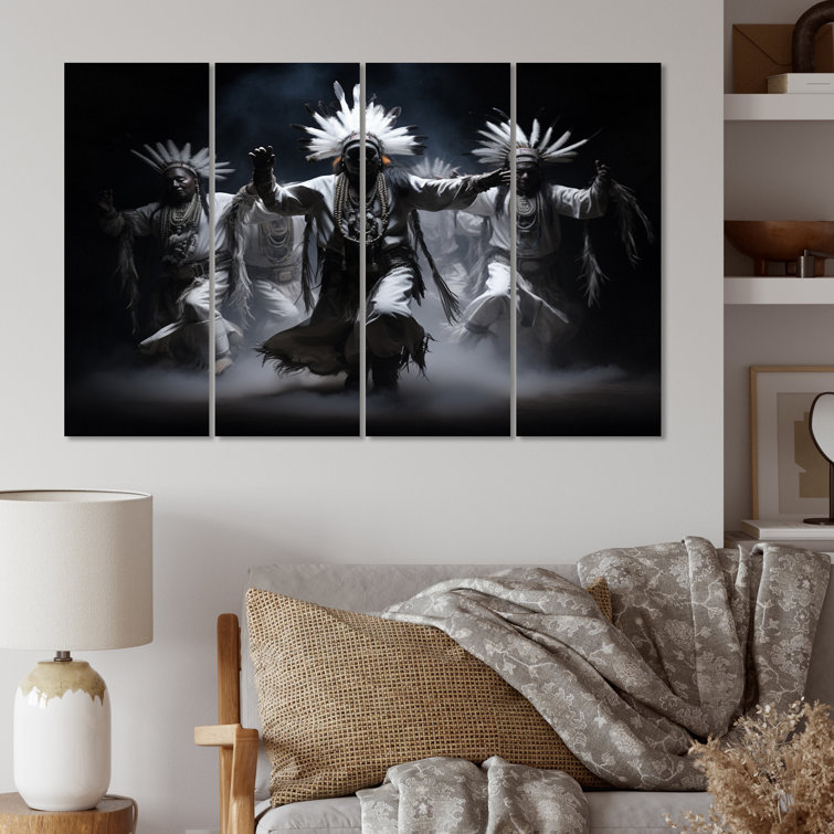 Union Rustic Native Art Dance Of Spirits On Canvas 4 Pieces Print